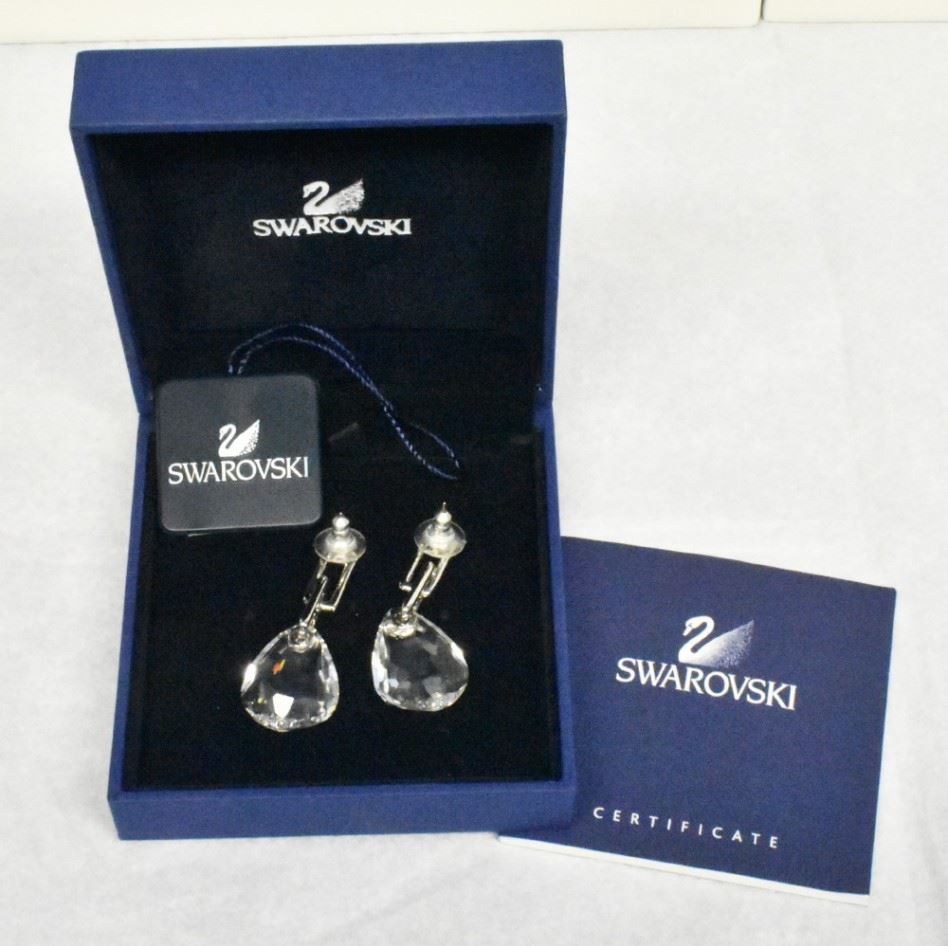 SWAROVSKI WOMENS EARRINGS WITH ORIGINAL BOX AND CERTIFICATE OF AUTHENTICITY