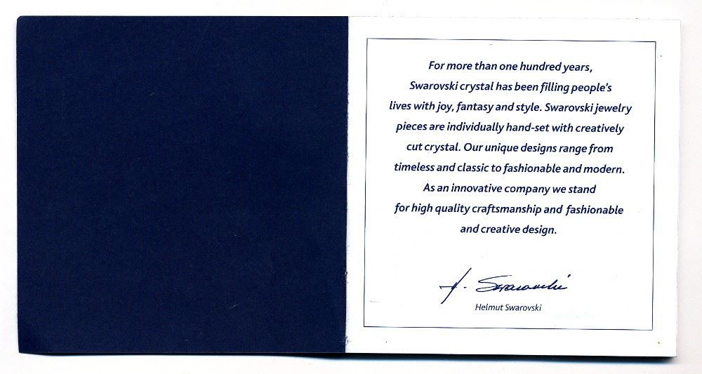 SWAROVSKI WOMENS EARRINGS WITH ORIGINAL BOX AND CERTIFICATE OF AUTHENTICITY