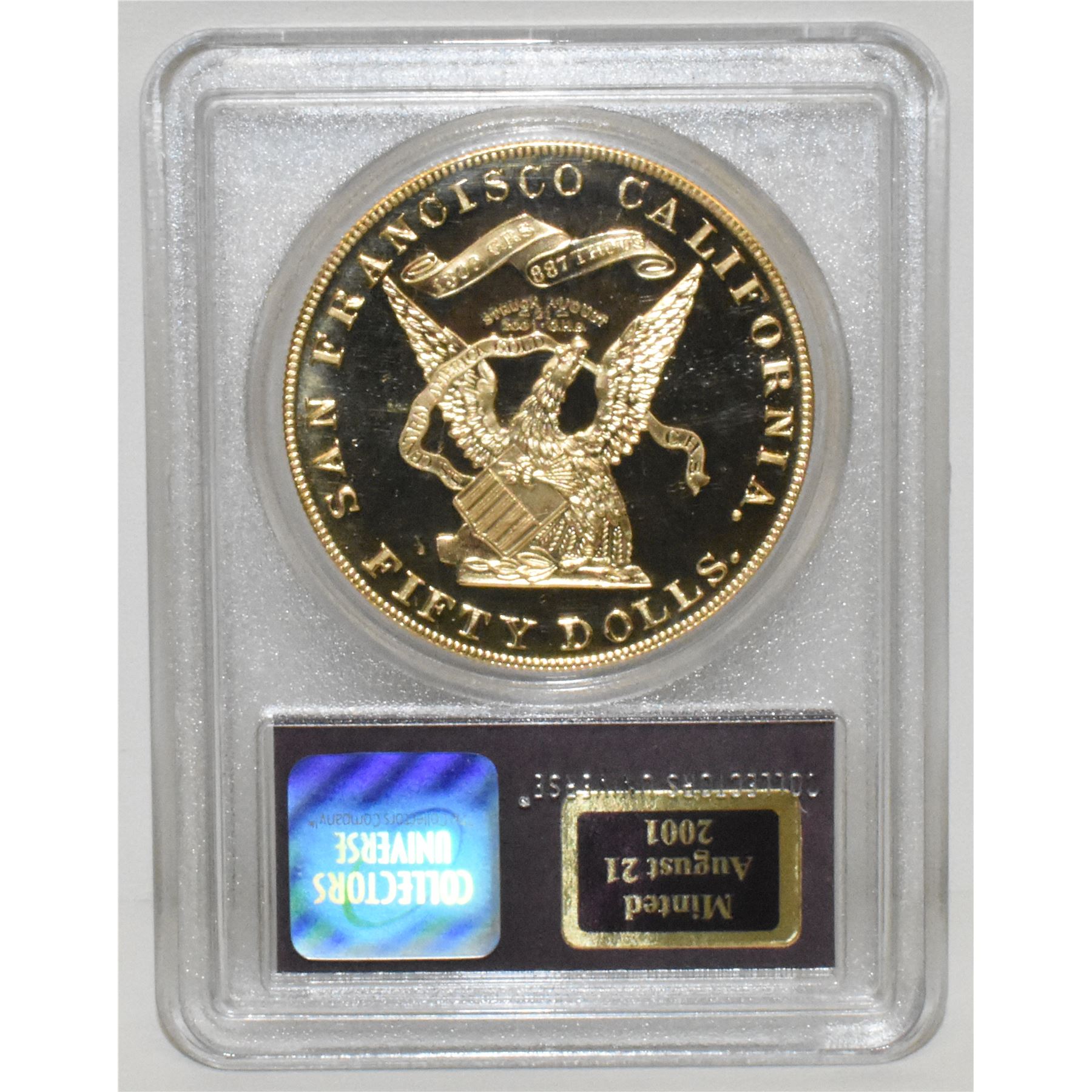 1855 KELLOGG $50 GOLD COMMEMORATIVE RESTRIKE S.S. CENTRAL AMERICA PCGS ...