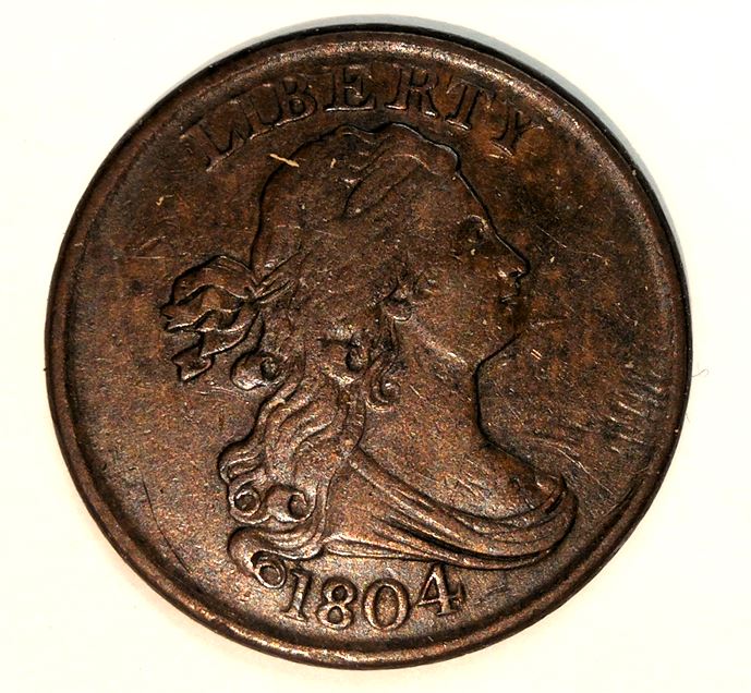 1804 Half Cent Crosslet 4 Stems Spiked Chin