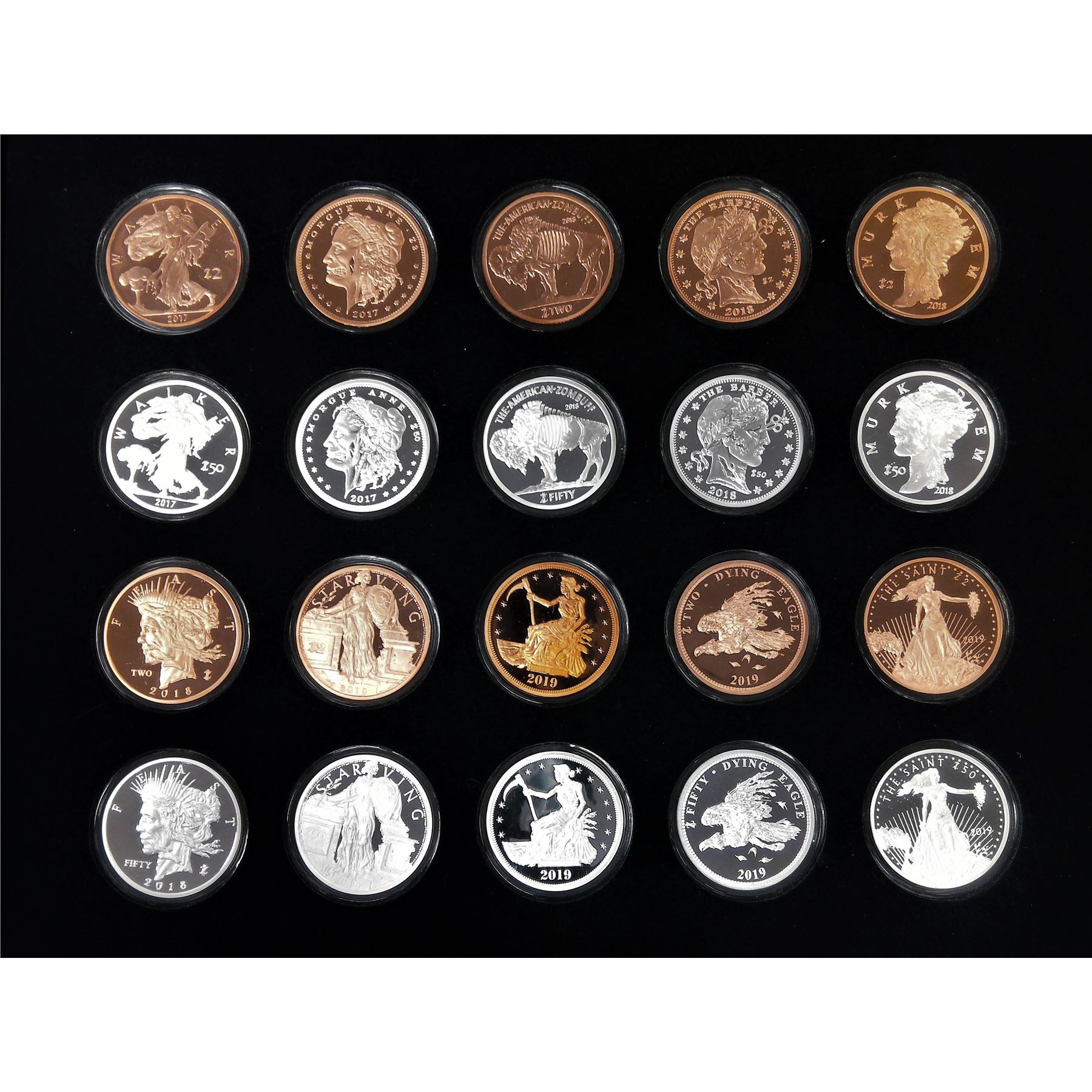 COMPLETE AND ORIGINAL PROOF ZOMBUCKS 20 COIN SET WITH ORIGINAL BOXES