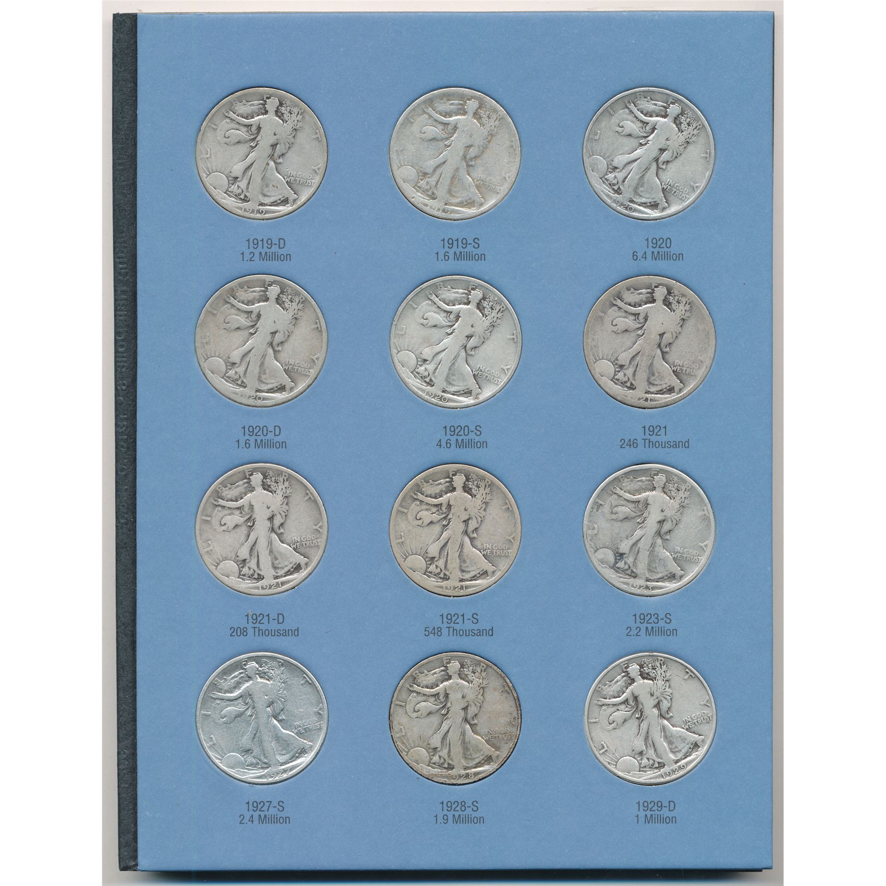 COMPLETE WALKING LIBERTY SILVER HALF DOLLAR COLLECTION 65 COINS 1916-1947