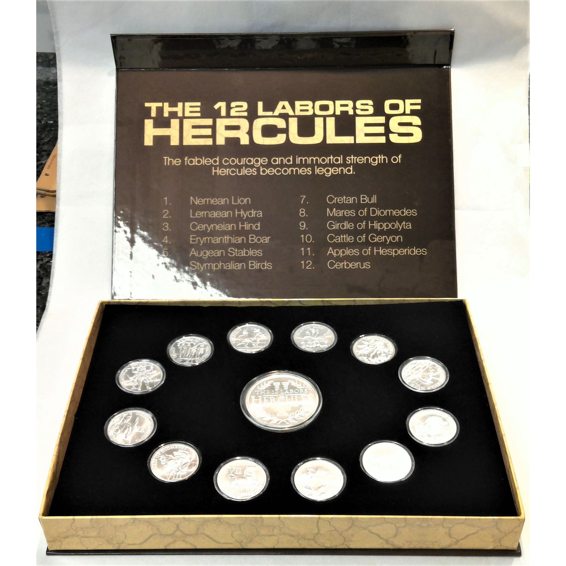THE 12 LABORS OF HERCULES SILVER SET WITH BOX IN PERFECT CONDITION BY ...