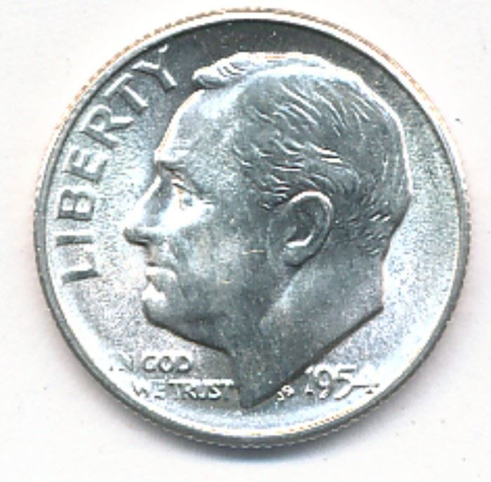 STUNNING 1954-S ROOSEVELT UNCIRCULATED SILVER DIME