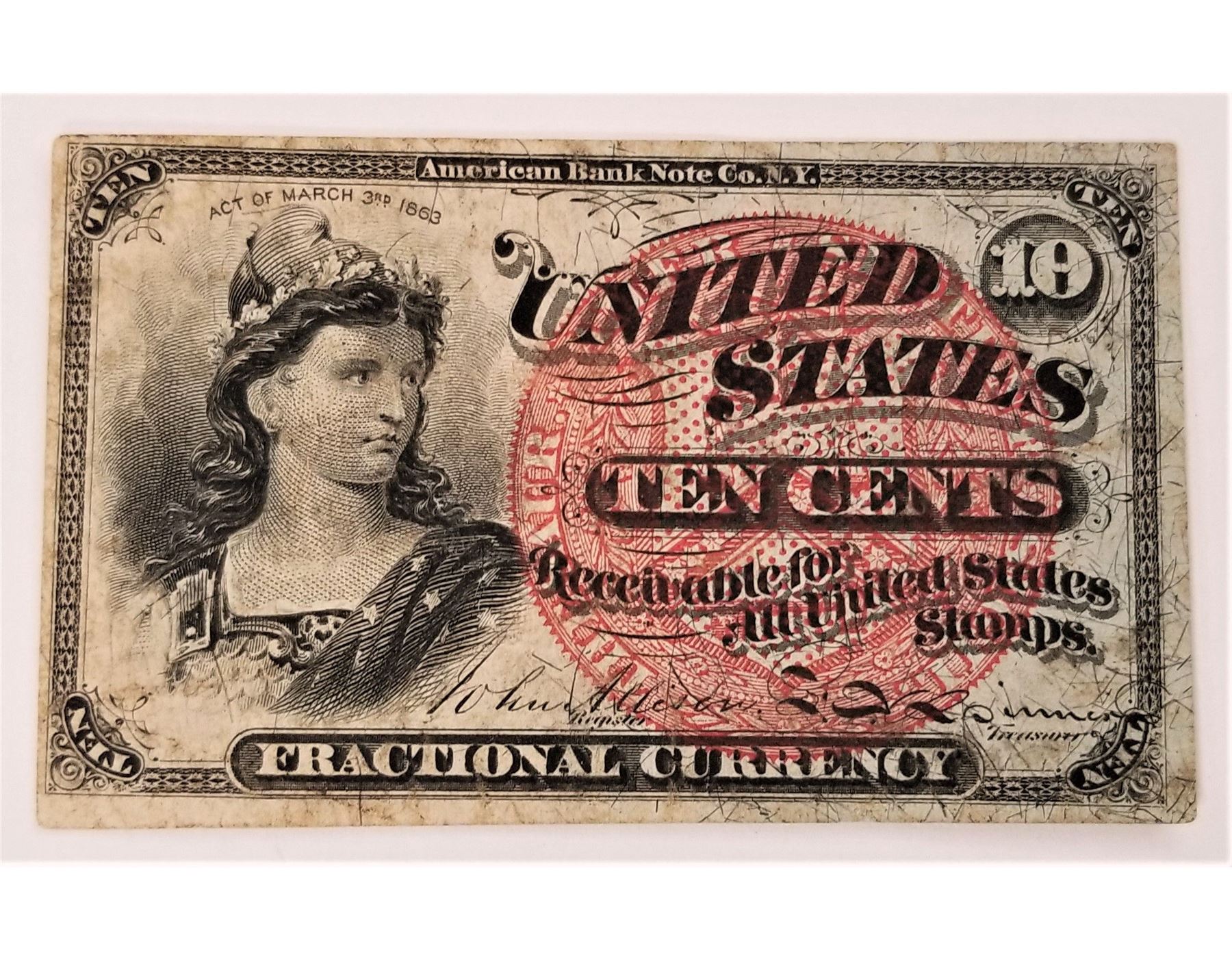 10 Cent 1863 Fractional Note 4th Issue
