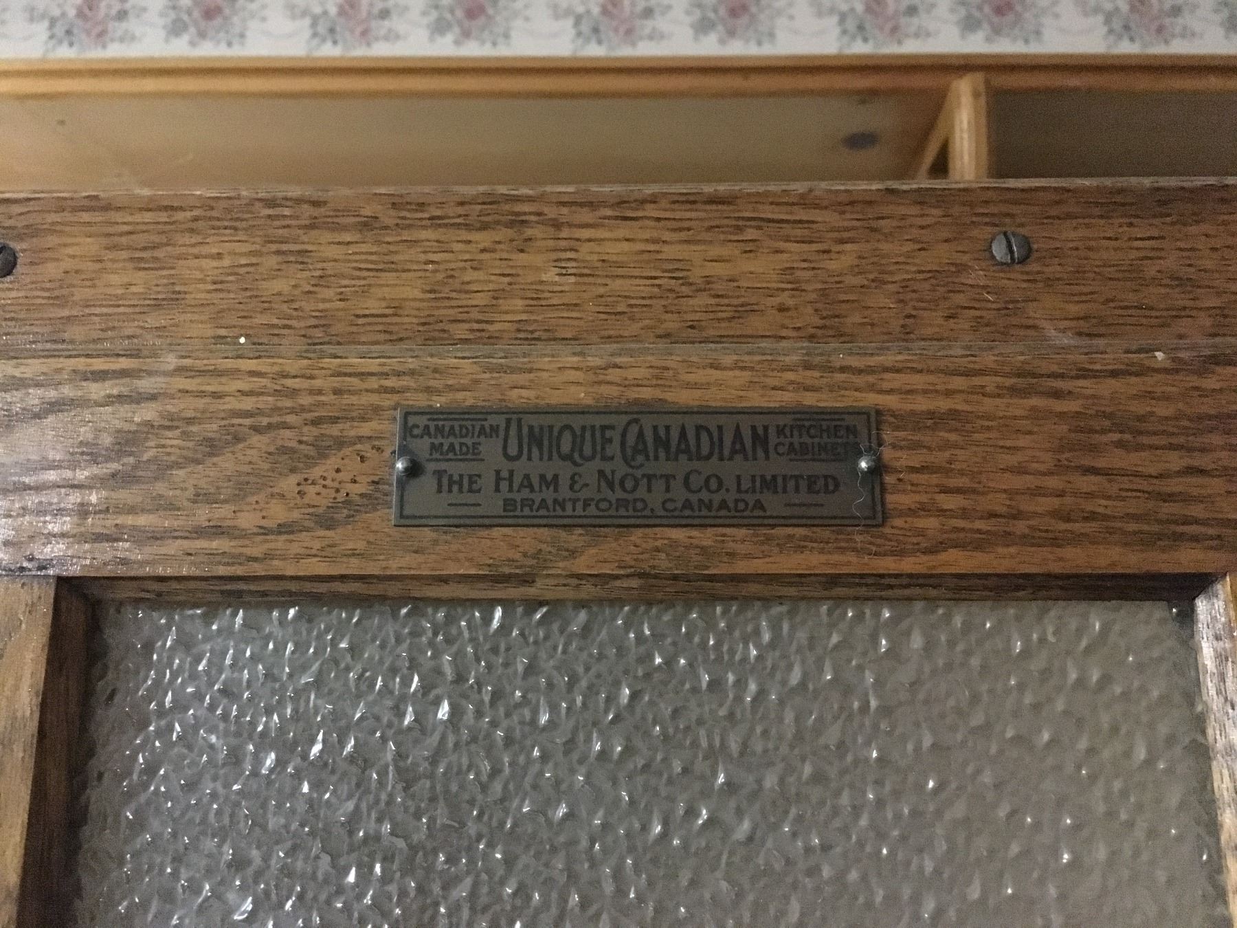 UNIQUE CANADIAN HOOSIER STYLE CABINET, HAM & NOTT CO., W/ ACCESSORIES