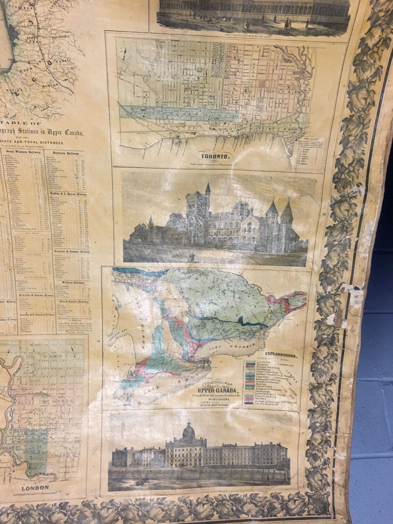 TREMAINE MAP OF UPPER CANADA, LARGE, 1862, SHOWING TORONTO