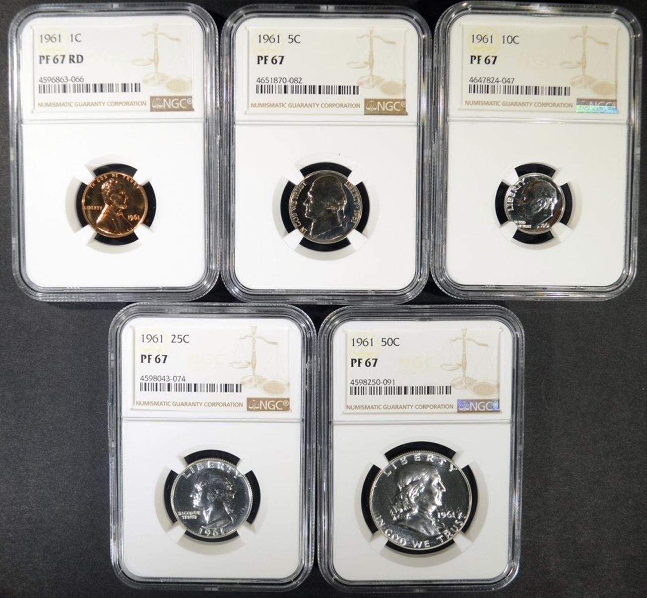 1961 COMPLETE PROOF SET ALL NGC PF67