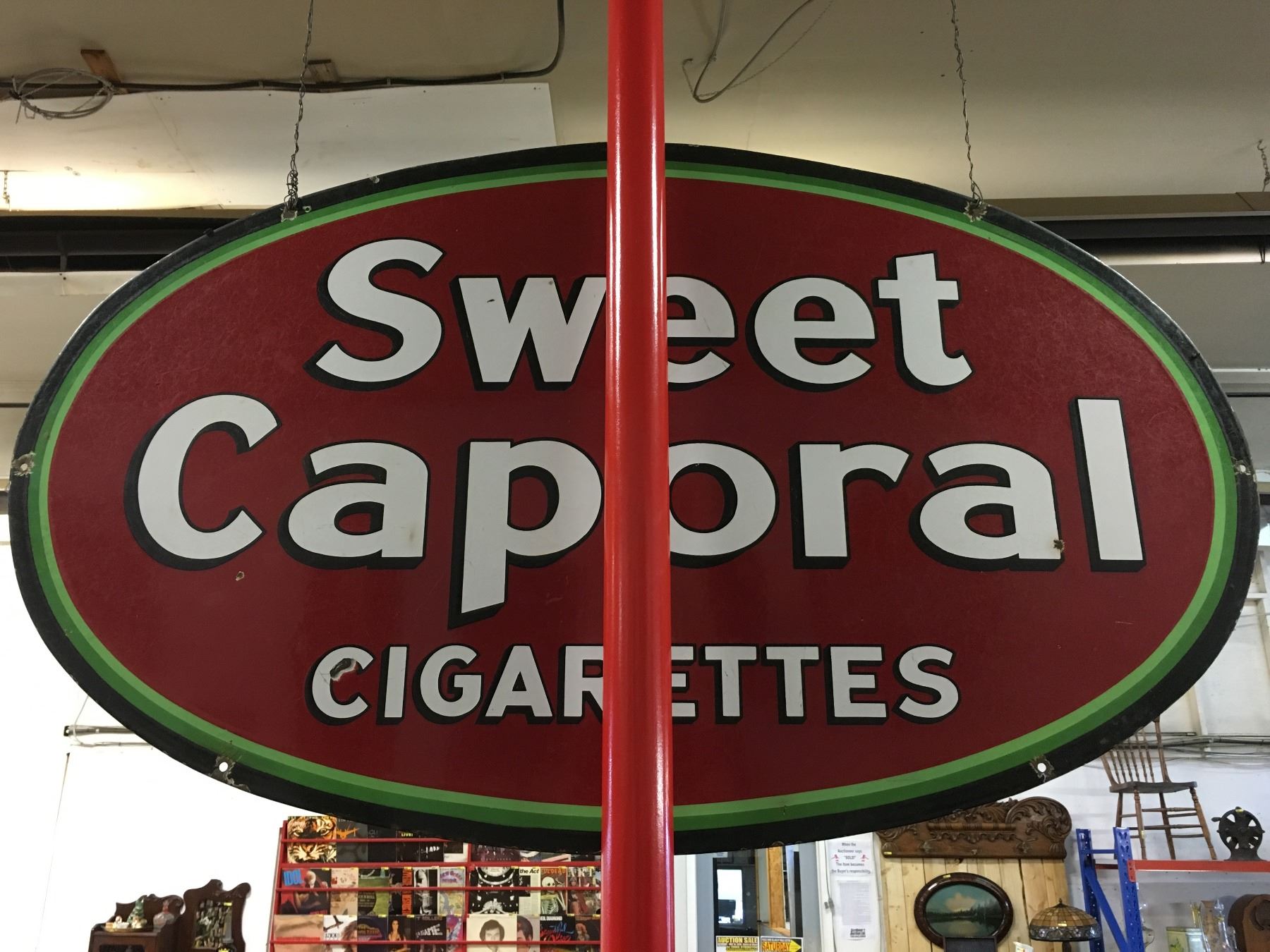 Oval Porcelain Double Sided Sign "Sweet Caporal Cigarettes" (5' x 3')