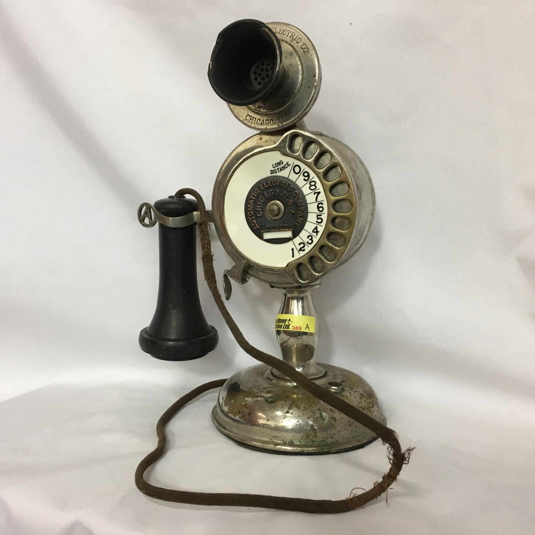 Antique Automatic Electric Co. Chicago, ILL Candlestick Telephone ...