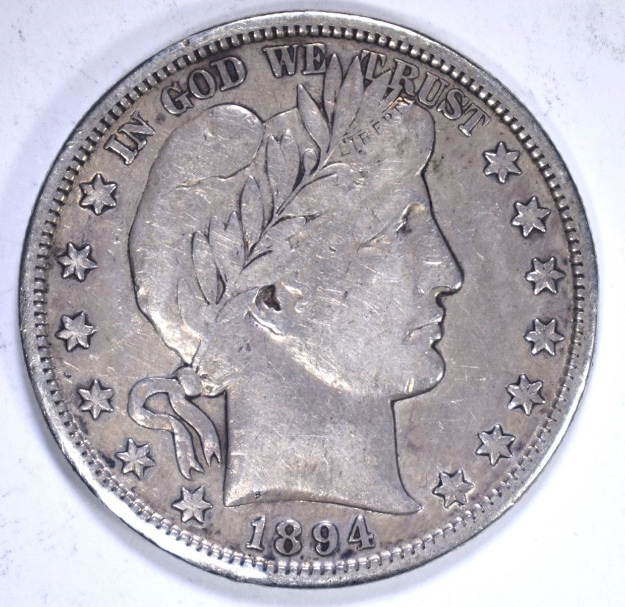 1894-S BARBER HALF DOLLAR, VF/XF