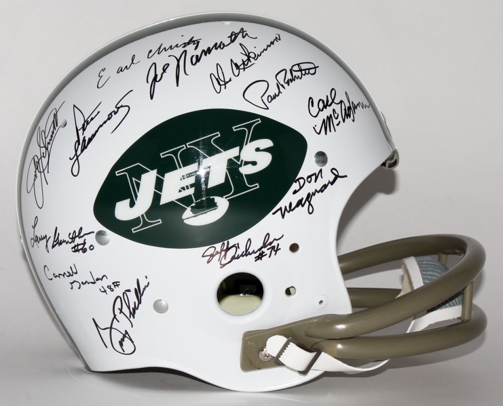 1969 Jets TK Suspension Helmet Team Signed by (24) with Joe Namath, Don ...