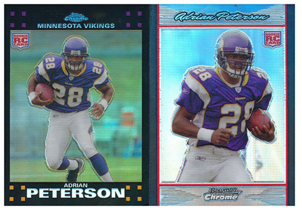 Lot of (2) Adrian Peterson Rookie Cards with 2007 Topps Chrome #TC181 ...