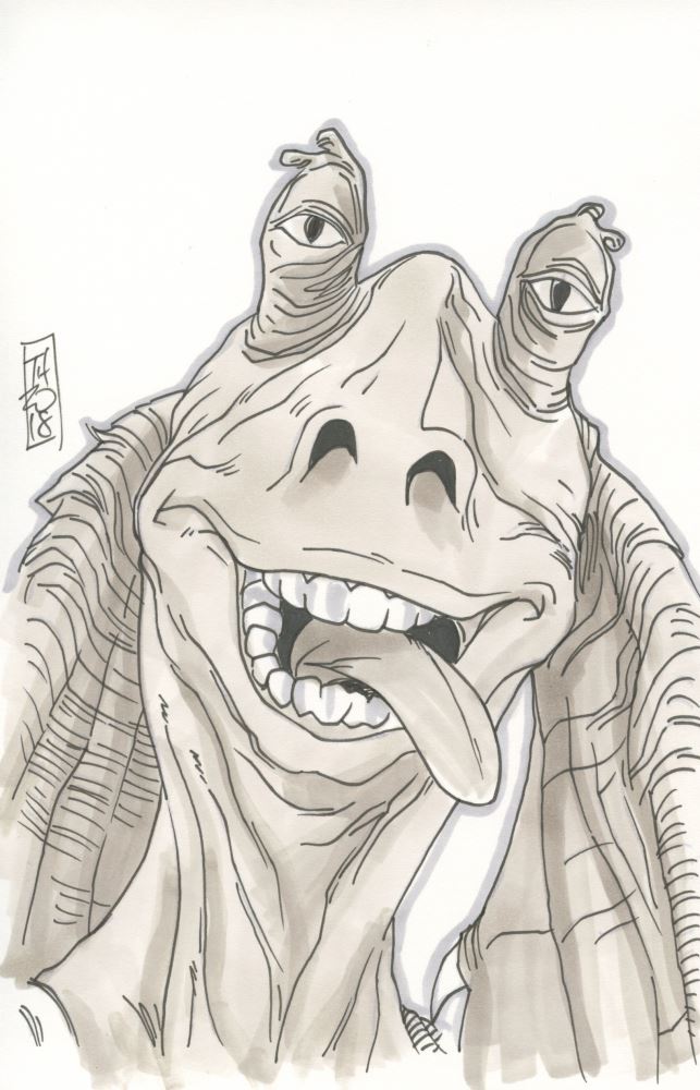 Tom Hodges - Jar Jar Binks "Star Wars" Signed ORIGINAL 5.5" x 8.5 ...