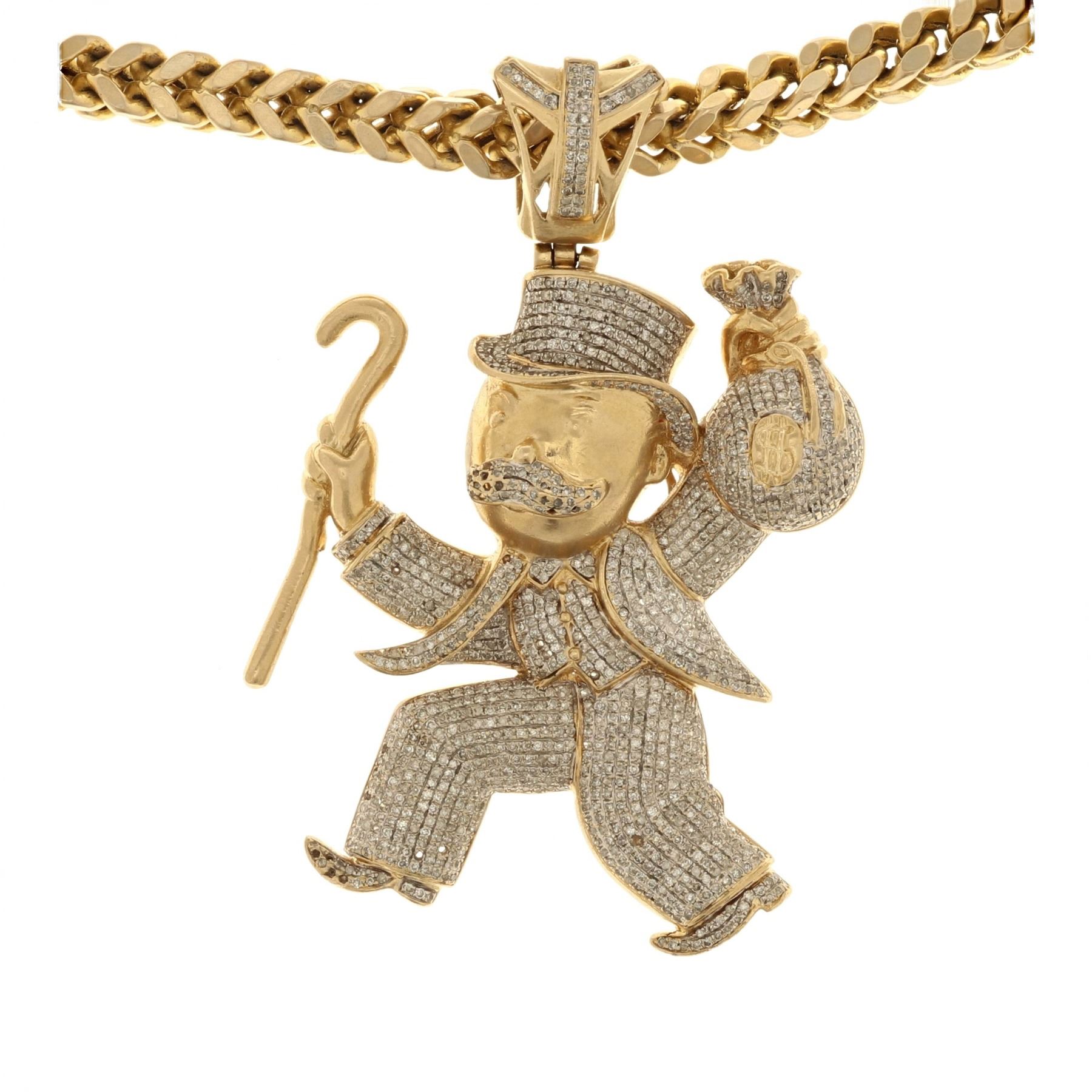 NECKLACE: [1] 10KYG Franco chain necklace, 41"s; and [1] 10KYG Mr ...