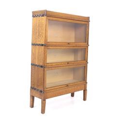 Oak Macey Three Section Barrister/ Lawyer Bookcase