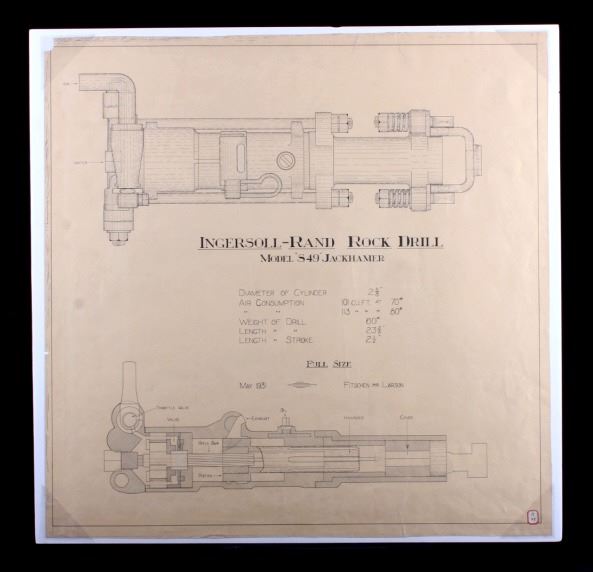 1931 Ingersoll-Rand Rock Drill Schematic Drawing