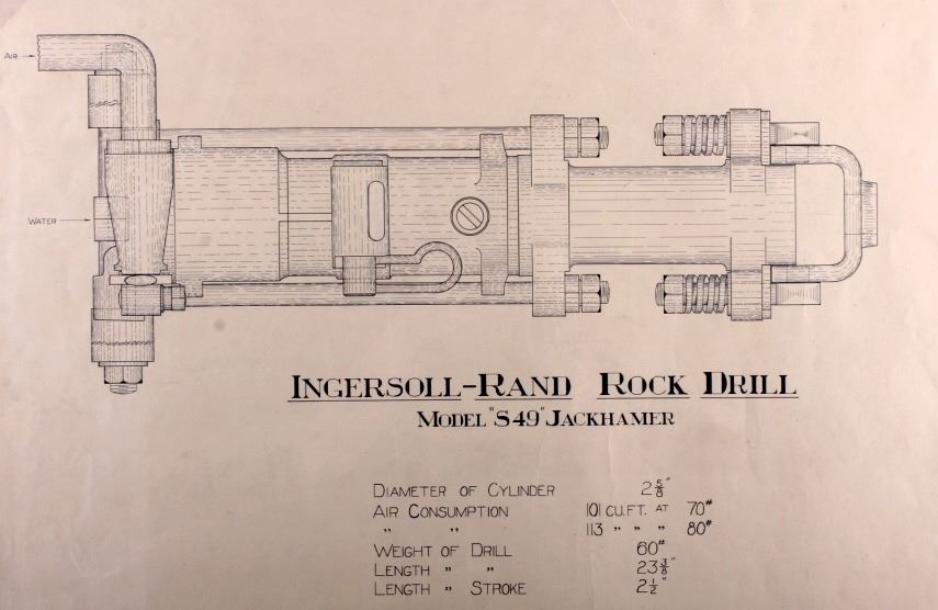 1931 Ingersoll-Rand Rock Drill Schematic Drawing