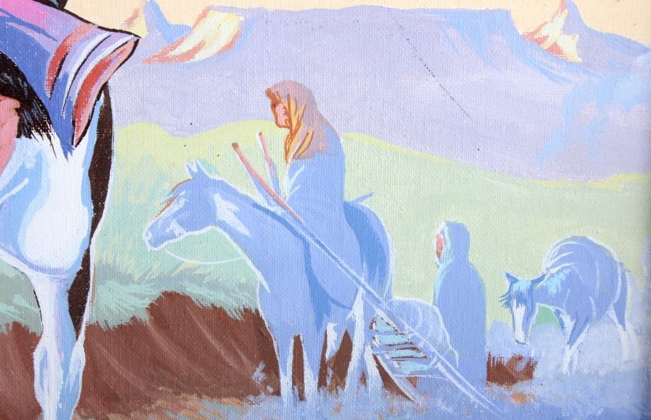 Original Paha Ska Pastel on Board Painting