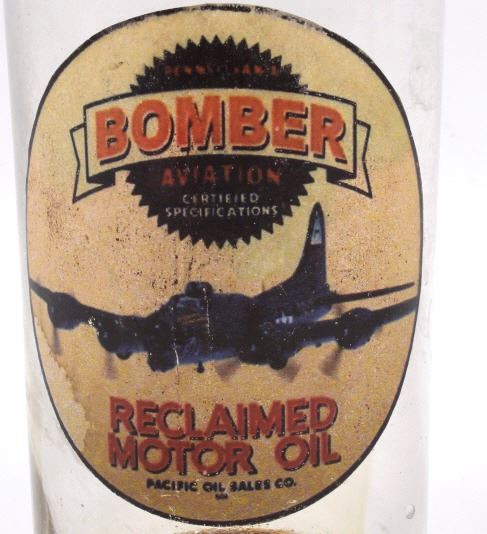 Vintage Motor Oil Decals on Glass Bottles