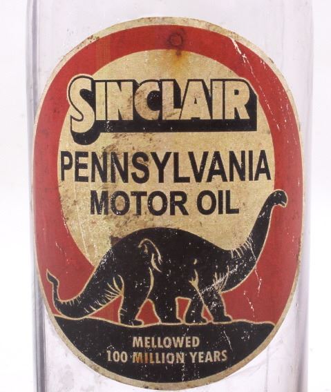 Vintage Motor Oil Decals on Glass Bottles
