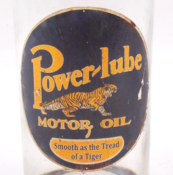 Vintage Motor Oil Decals on Glass Bottles