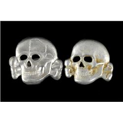 German Nazi SS Totenkopf Hat Skulls x2