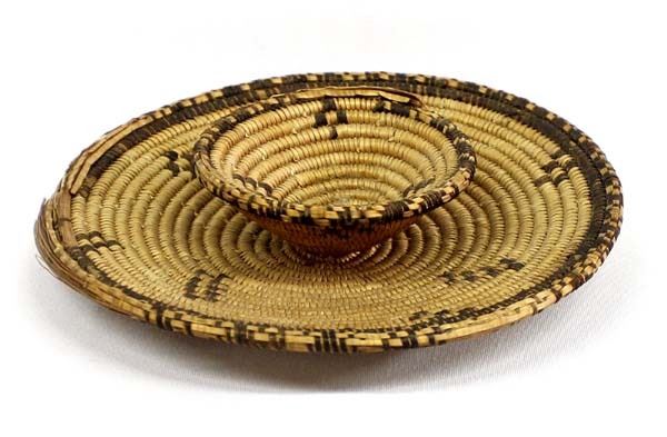 Vintage Native American Double Tier Basket Tray