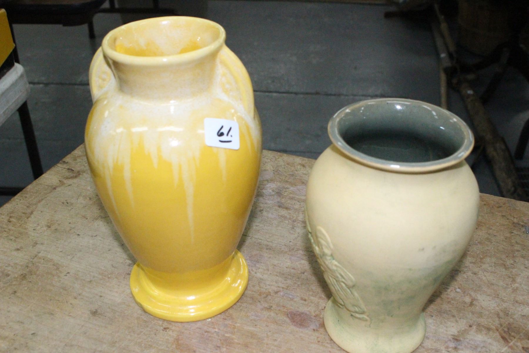 Medalta Potteries Yellow Vase & Another Vase (Medalta?)