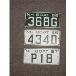 3 NH Boat License Plates - New Hampshire - Vintage