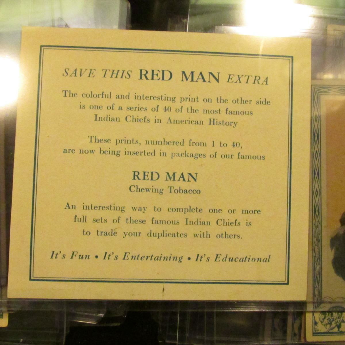 Original Complete Set (1-40) T129 Red Man Chewing Tobacco. American ...
