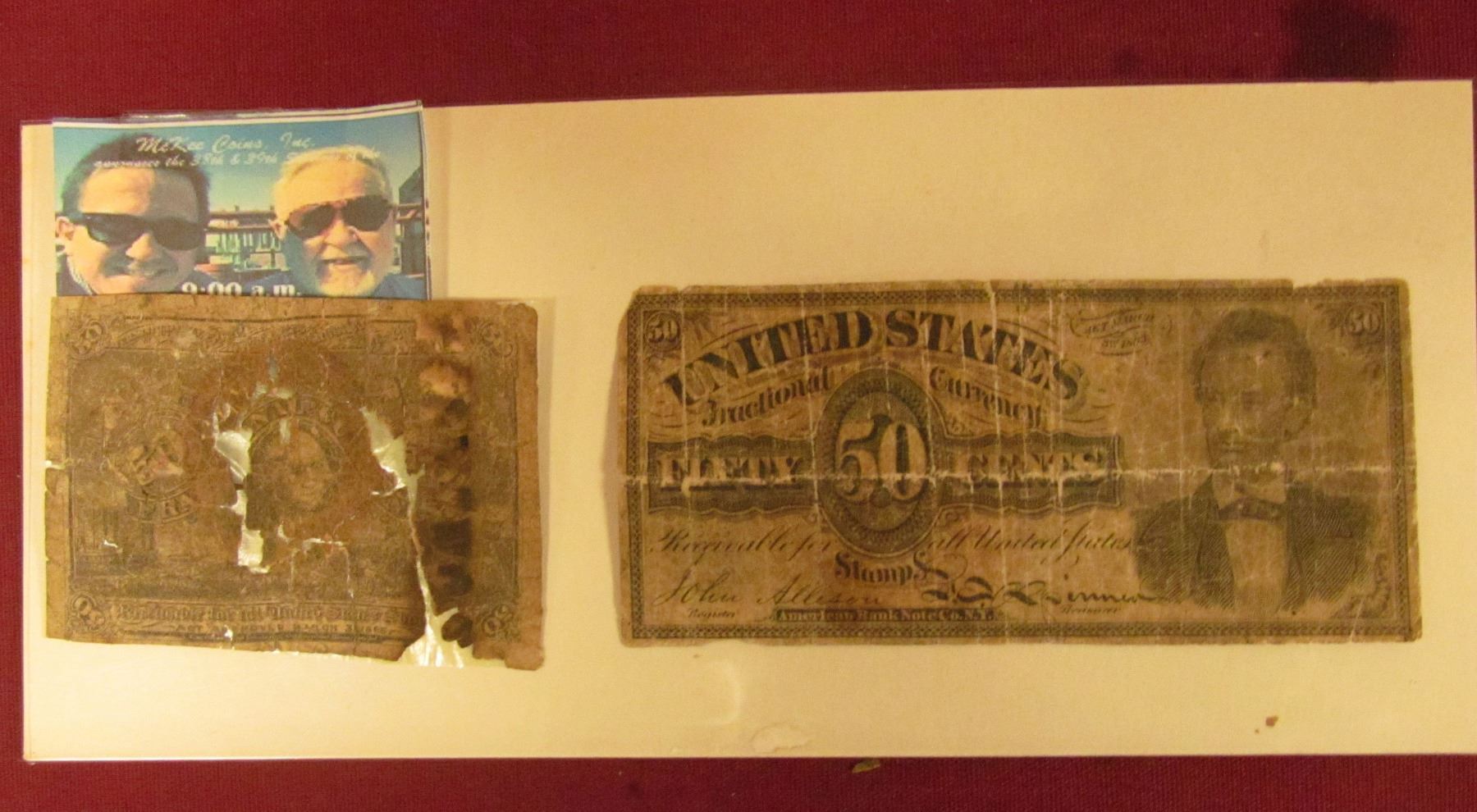 50 CENT FRACTIONAL NOTE WITH ABRAHAM LINCOLN AND LOW GRADE 50 CENT ...