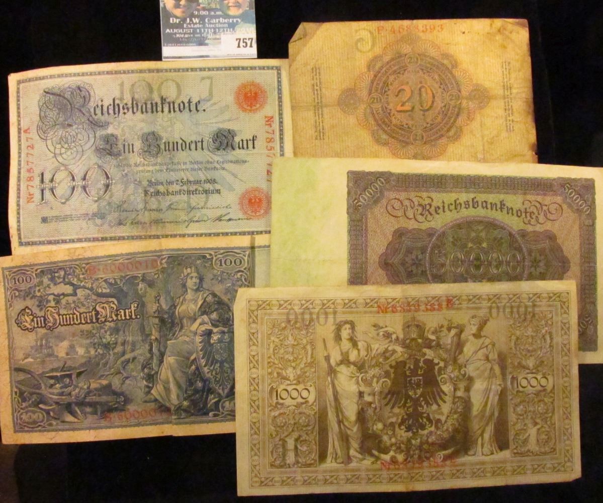 OVERSIZED GERMAN BANK NOTES LOT… THIS LOT INCLUDES 1910 100 MARK NOTE ...