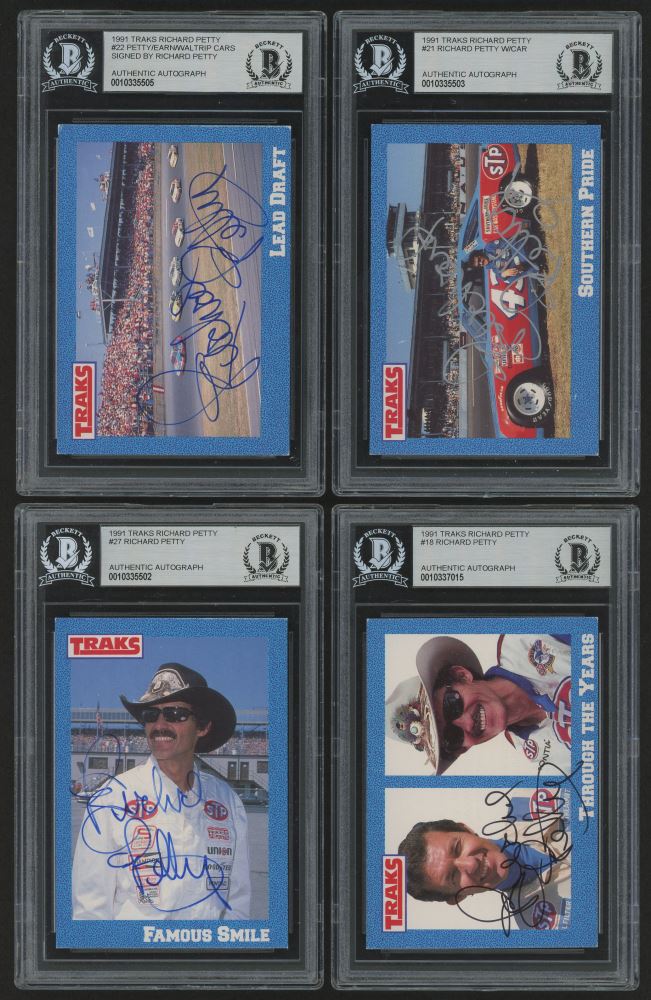 Lot of (4) Richard Petty Signed 1991 Traks Racing Cards with (1) #22 ...