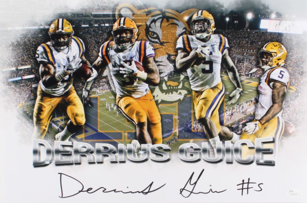 Derrius Guice Signed LSU Tigers 12x18 Photo (JSA Hologram)