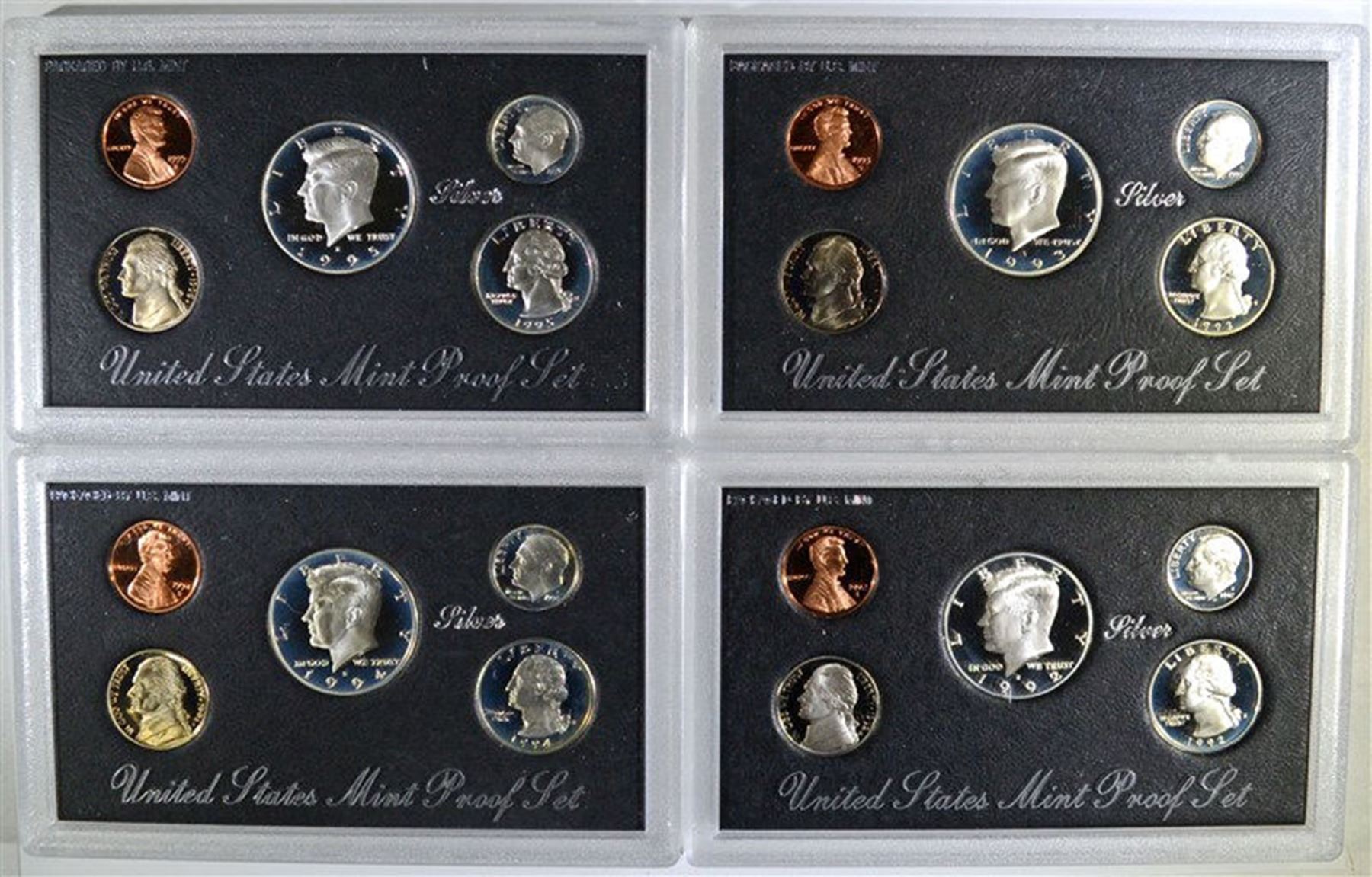 SILVER PROOF SETS: 1992, 1993, 1994, 1995