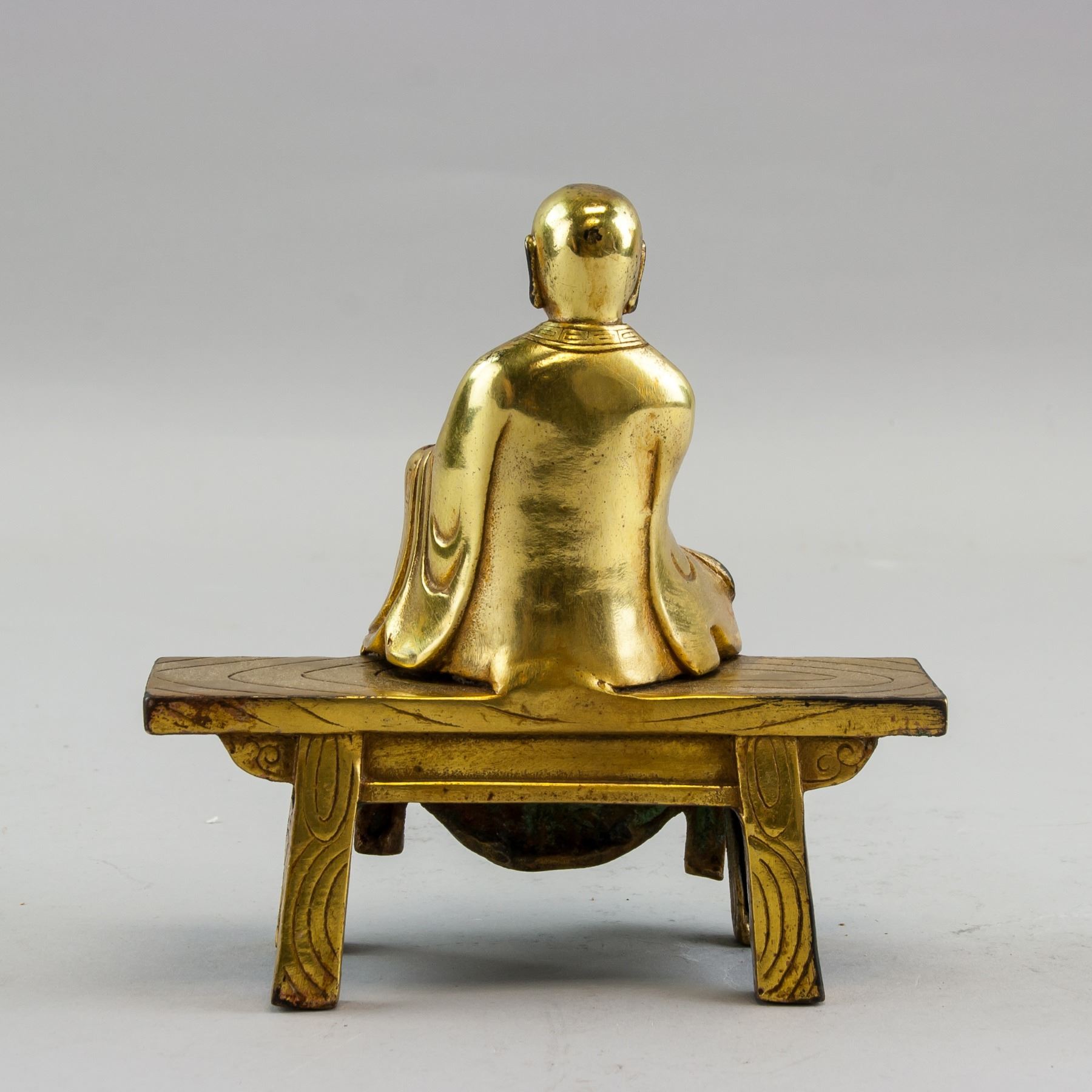 Chinese Late Ming Dynasty Gilt Gold Bronze Lohan