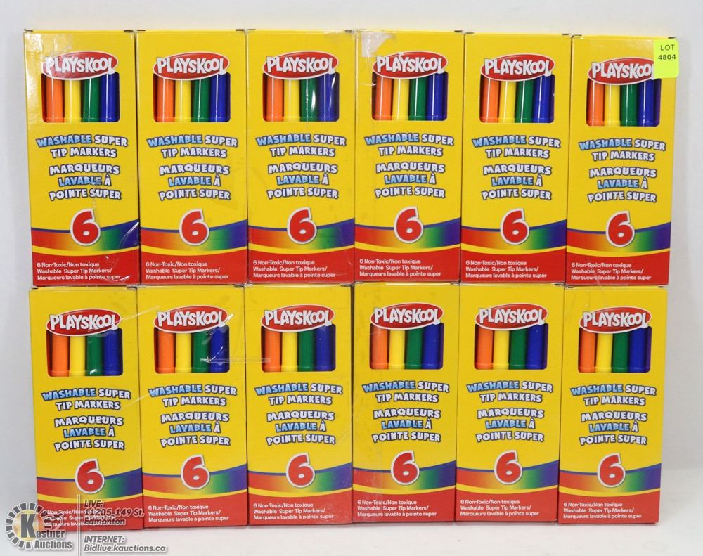 12 PACKS OF PLAYSKOOL WASHABLE SUPER TIP MARKERS