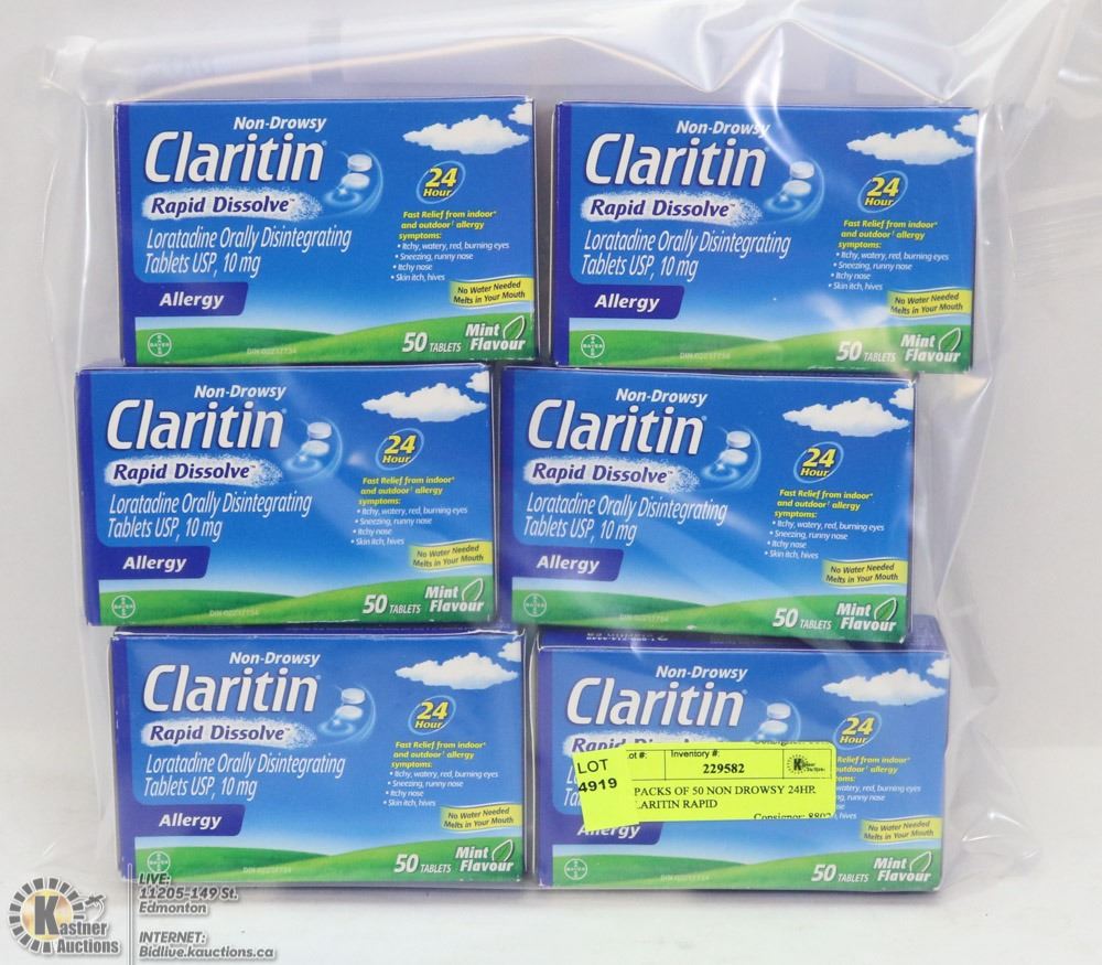 6 PACKS OF 50 NON DROWSY 24HR CLARITIN RAPID
