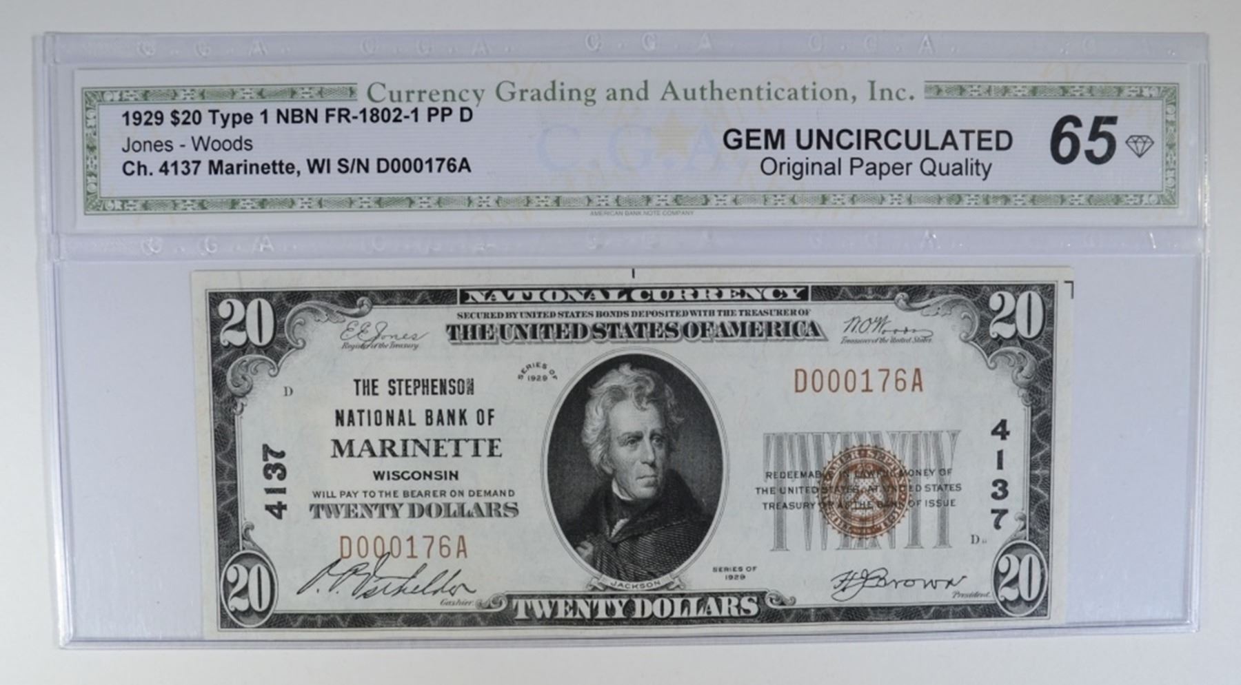 1929 $20 TYPE 1 NATIONAL CURRENCY