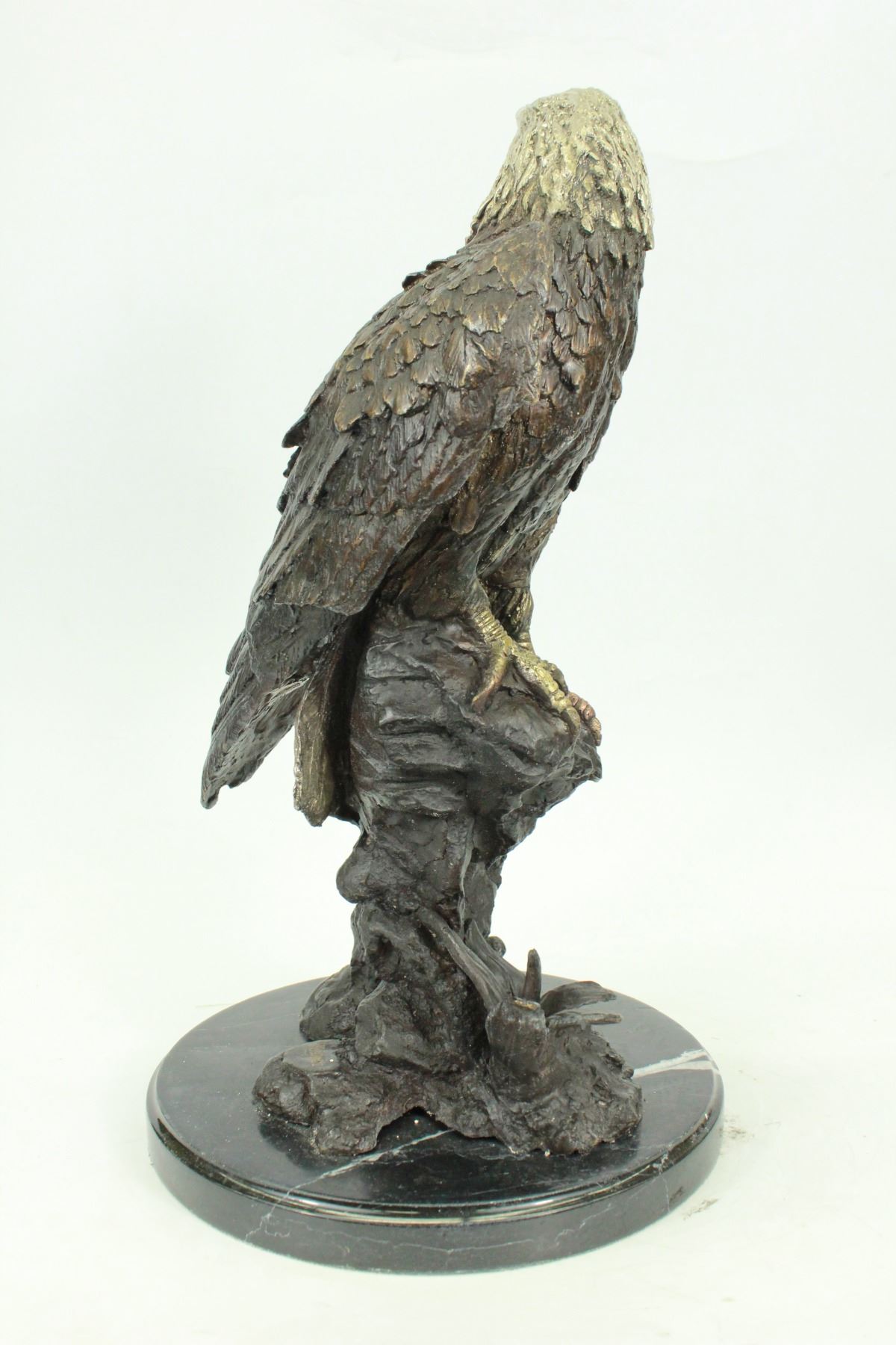 Flying Fishing Bald Eagle Patriotic Bronze Statue