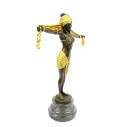 Demetrius Romanin Dancer Bronze Sculpture on Marble Base Statue