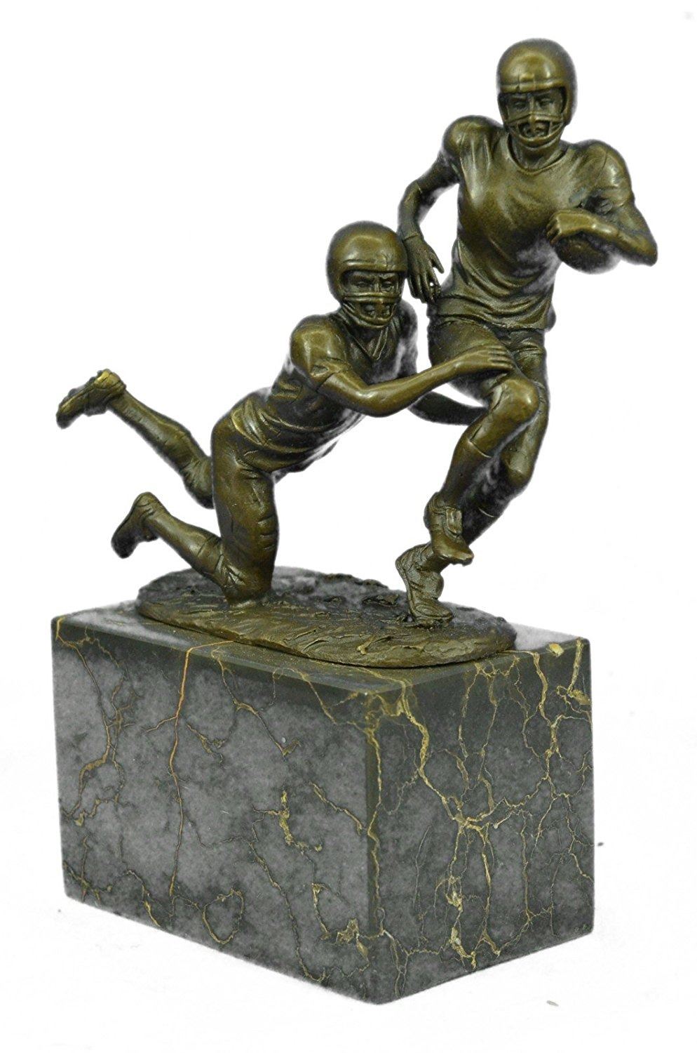 Two Muscular Football Players Bronze Sculpture