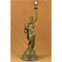 Verite Truth Roman Goddess of Liberty Bronze Candle Holder Sculpture