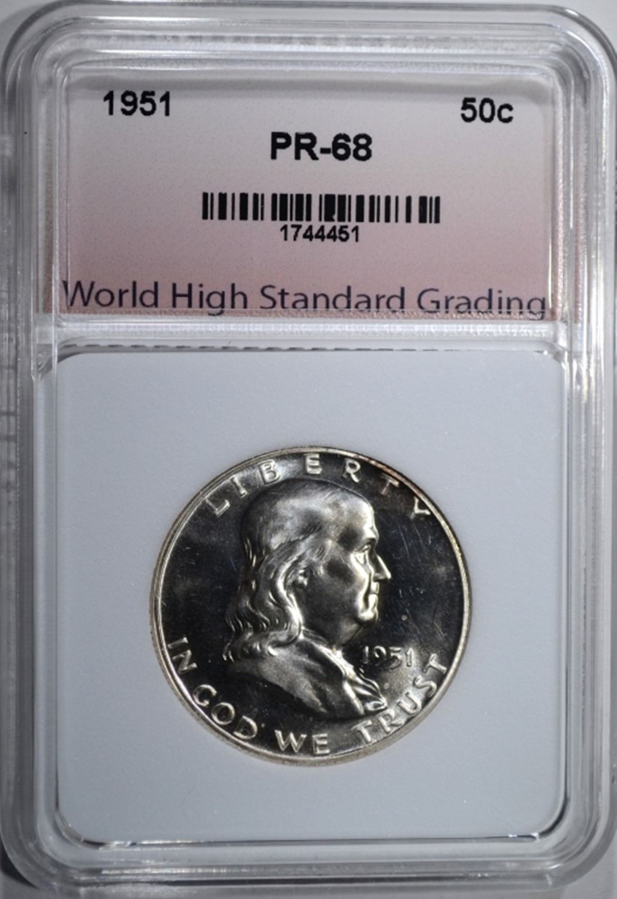 1951 FRANKLIN HALF DOLLAR, WHSG SUPERB GEM+ PROOF