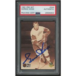 Gordie Howe Signed 1991-92 Pro Set #344 (PSA Encapsulated)