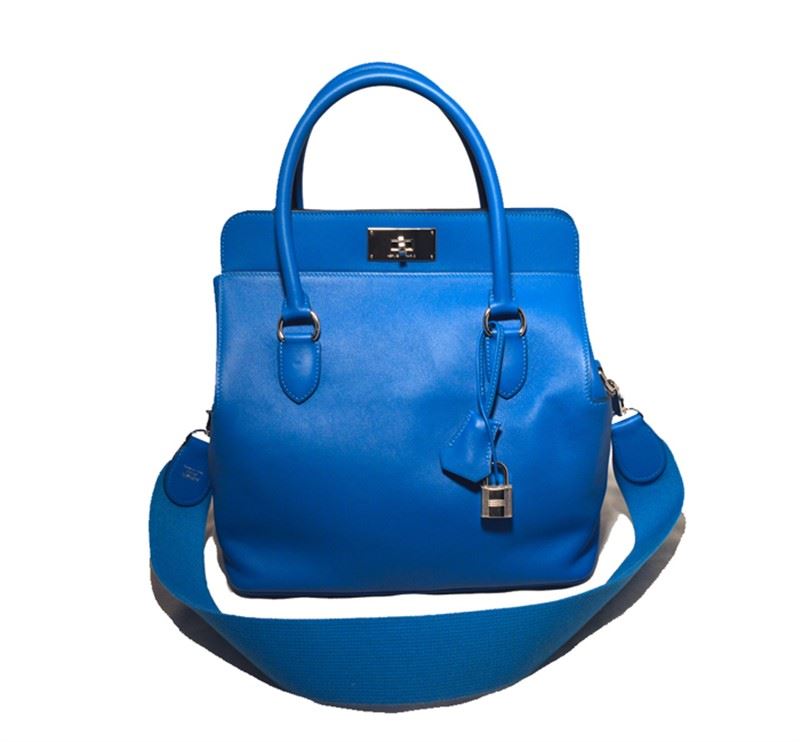 Hermes 26cm Toolbox Bag Hydra Blue Swift Calf Leather Rare Color