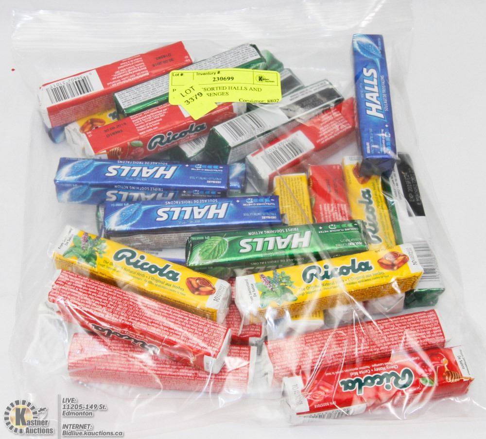 BAG OF ASSORTED HALLS AND THROAT LOZENGES