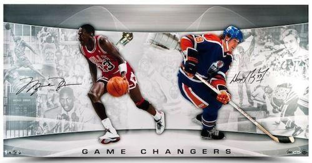 Michael Jordan Wayne Gretzky Signed "Game Changers" LE 18x36 Photo (UDA ...