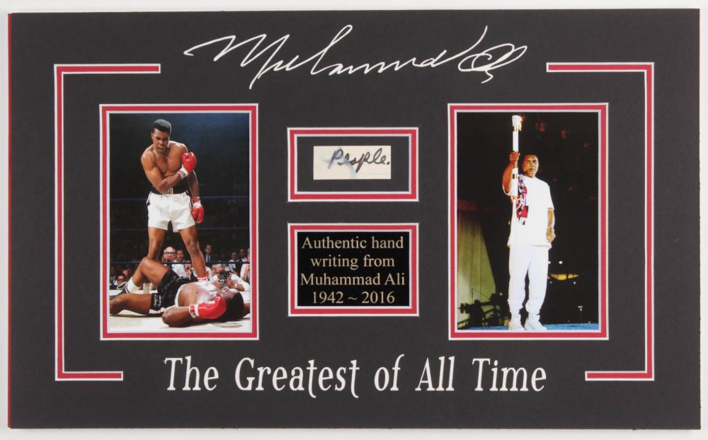 Muhammad Ali 11x18.25 Custom Matted Cut Display with (1) Hand-Written ...